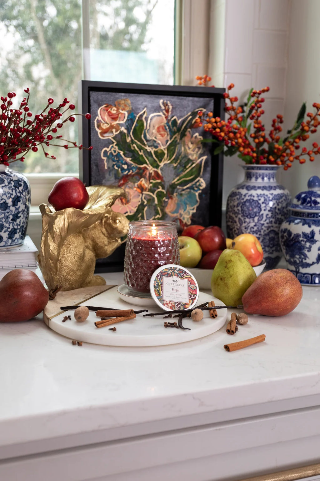 Greenleaf Hope Hobnail Glass Signature Candle – Cotton & Crete