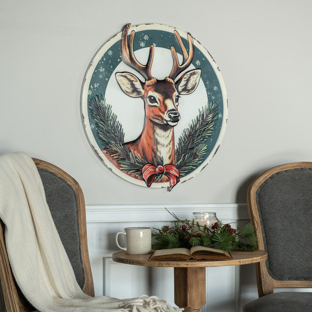 24" Deer with Bow Metal Sign – Cotton & Crete