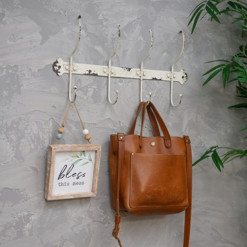 Weathered White Metal Hook Rack – Cotton & Crete