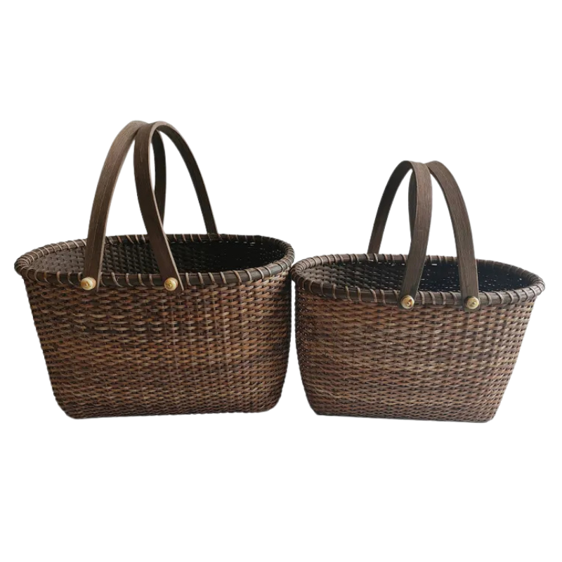 Set of 2 Rattan Carriage Baskets – Cotton & Crete
