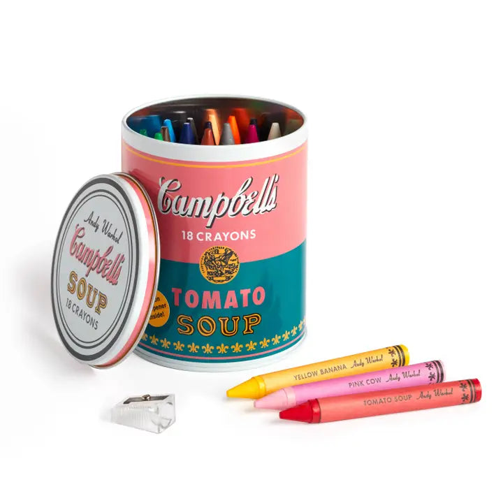 Andy Warhol Style Soup Can with Crayons and Sharpener – Cotton & Crete