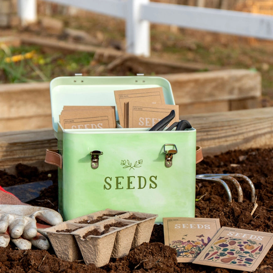 Green Thumb Tin Seed Storage Box – Cotton & Crete