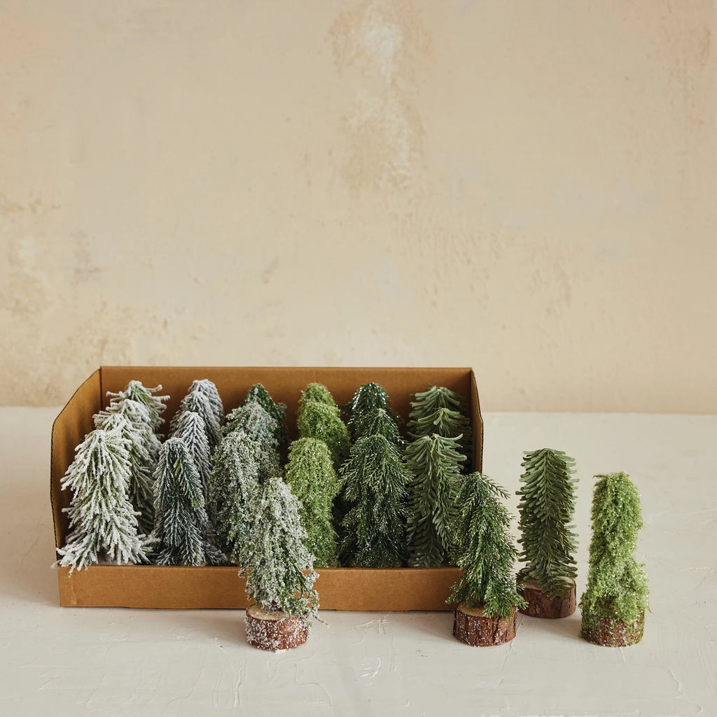 Set of 24 Evergreen Trees with Wood Base - 4.5" Tree – Cotton & Crete