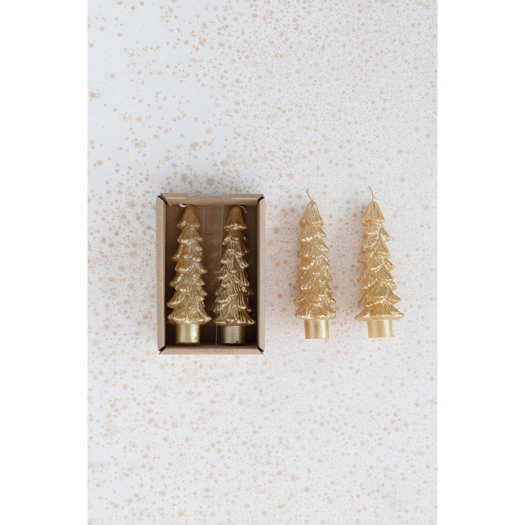Set of 2 Tree Shaped 5" Candles Tapers - Gold – Cotton & Crete