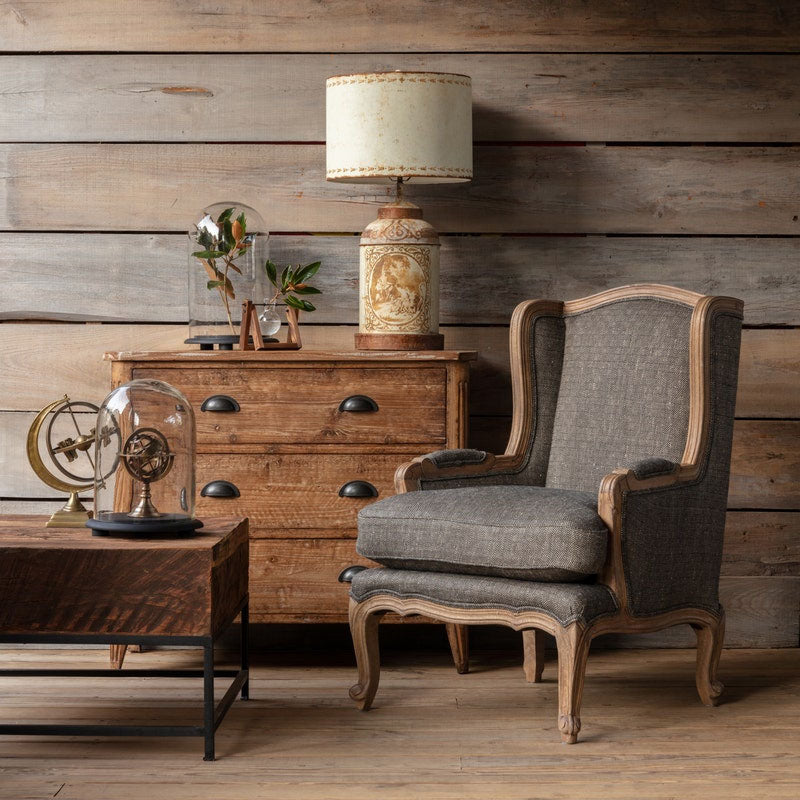 Charcoal Tweed Chair Cotton Crete
