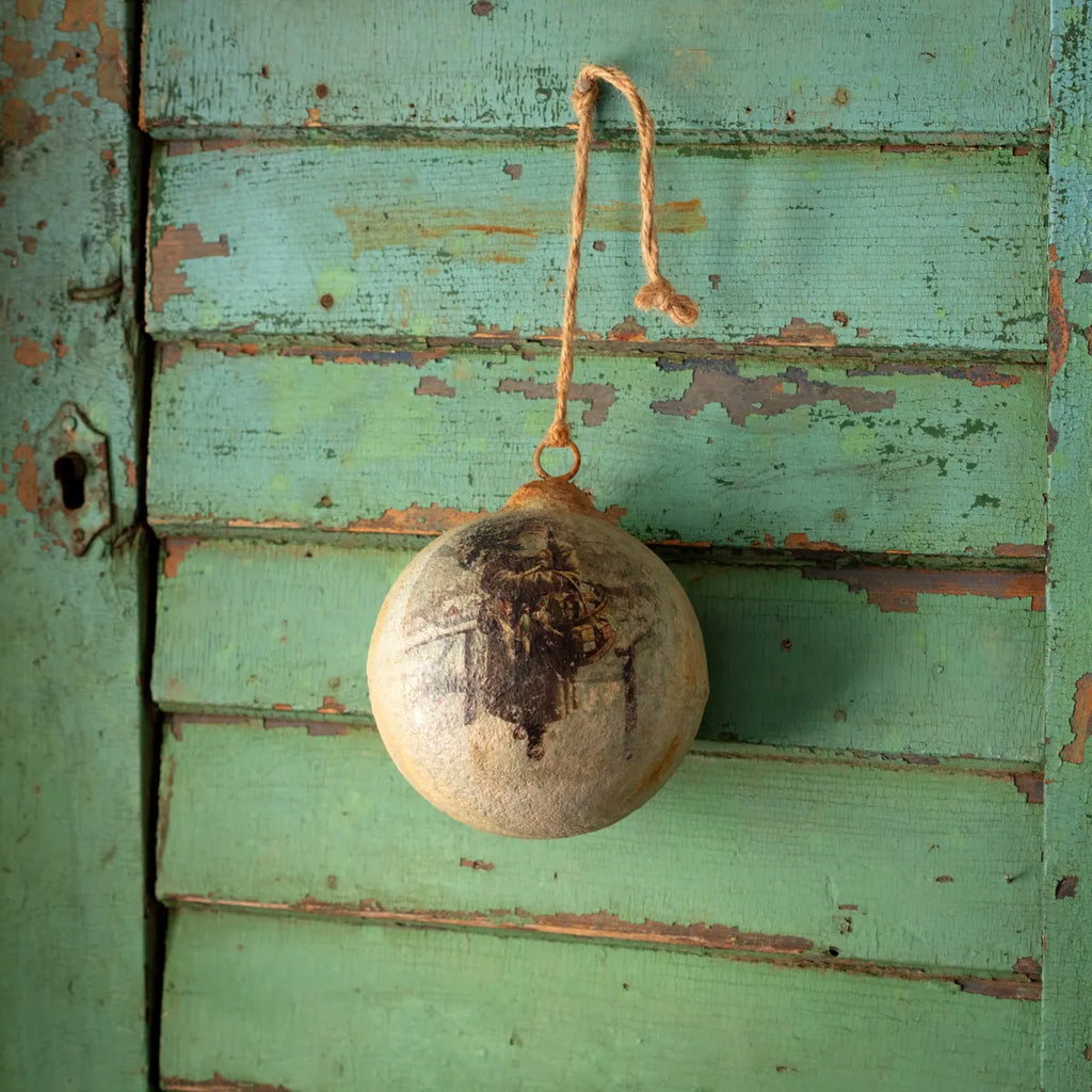 Nordic Santa Aged Zinc Christmas Ball - Choose Size – Cotton & Crete