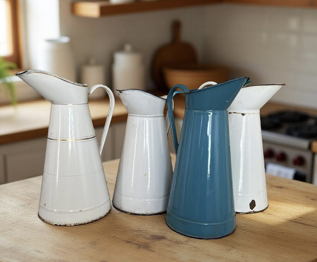 Found Vintage Tall French Enameled Pitcher - Choose Color – Cotton & Crete