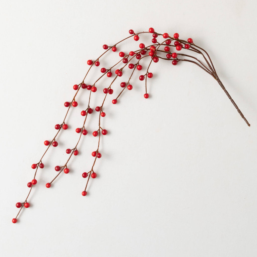 29" Weeping Red Berry Stem – Cotton & Crete
