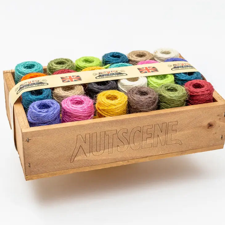 Wooden Crate with Mini Nutscene Heritage Twine Spools – Cotton & Crete