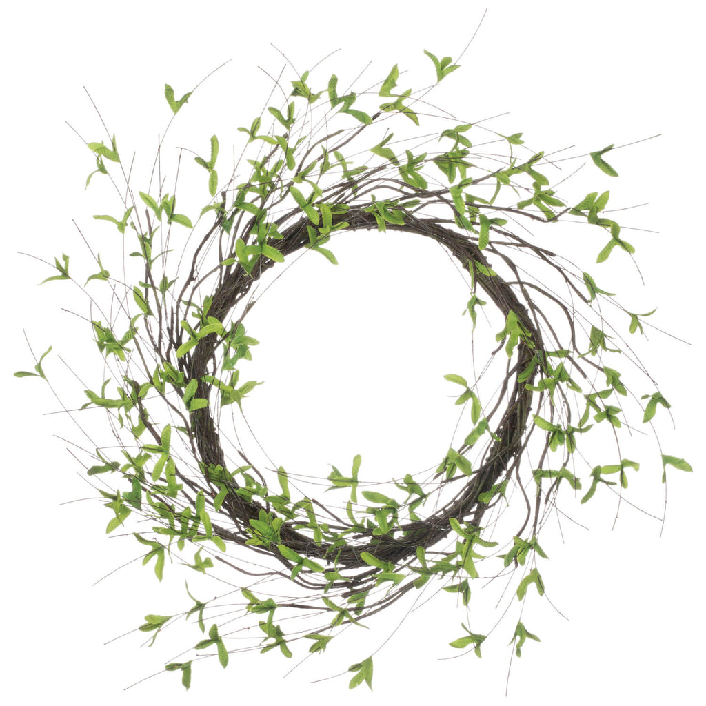 22" Wispy Leaf Foliage Wreath – Cotton & Crete