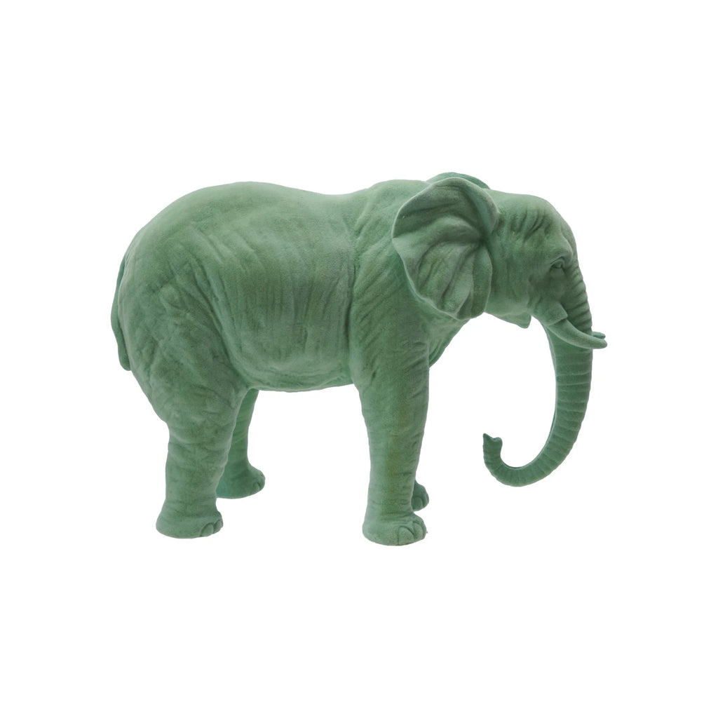 Flocked Green Elephant – Cotton & Crete
